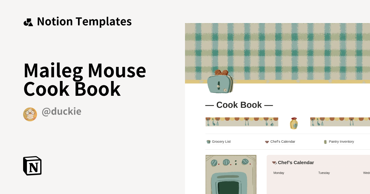 Maileg Mouse Cook Book Template | Notion Marketplace