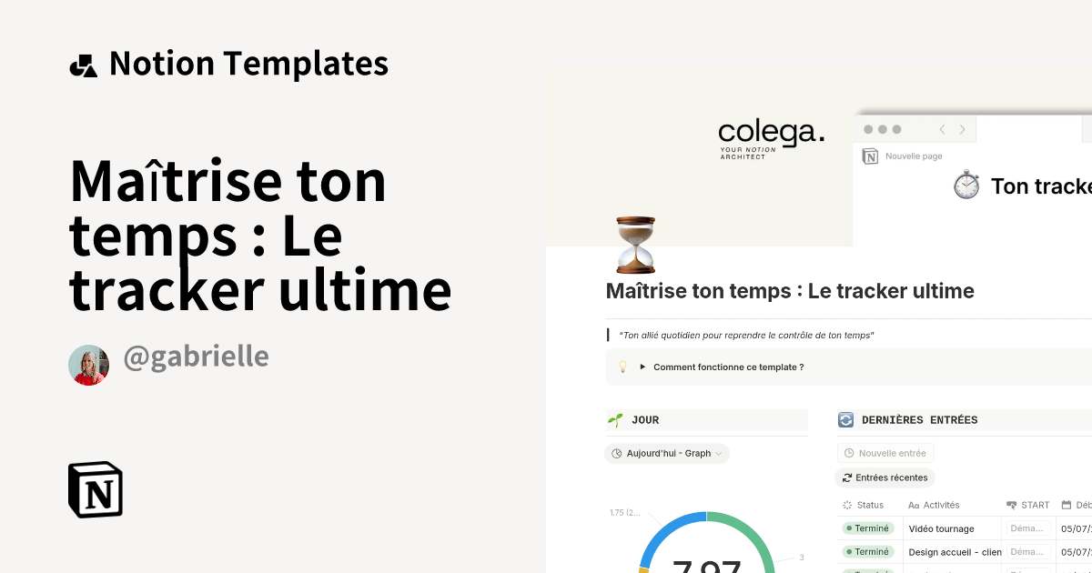 Maîtrise ton temps : Le tracker ultime Template | Notion Marketplace
