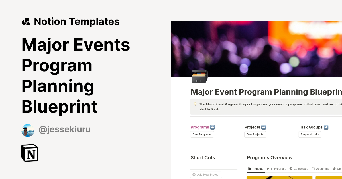 Major Events Program Planning Blueprint Template by The Art of Event ...