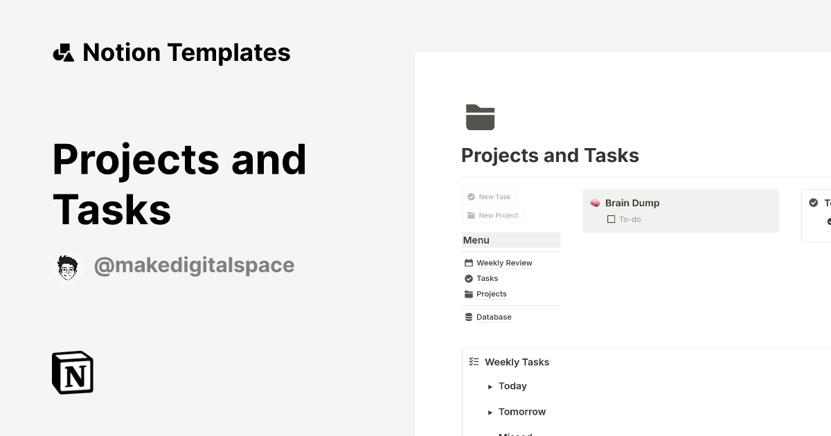 Projects and Tasks Template by Lucas | Notion Marketplace