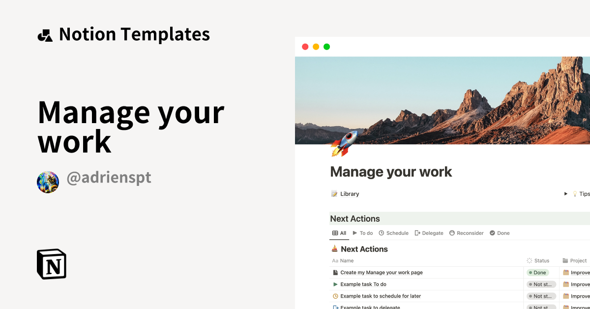 Manage your work Template | Notion Marketplace