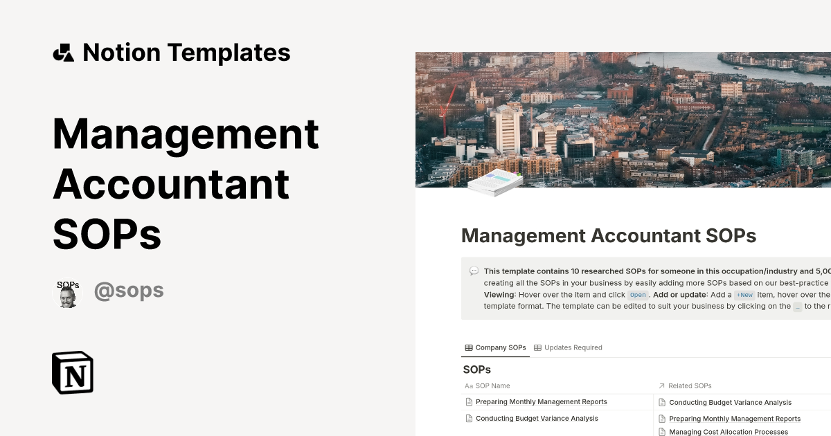 Management Accountant SOPs Template | Notion Marketplace