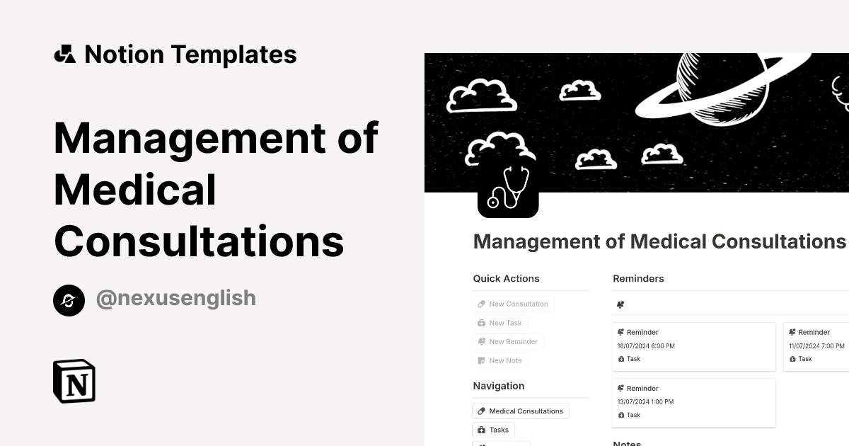 Management of Medical Consultations Template by Nexus | Notion Marketplace