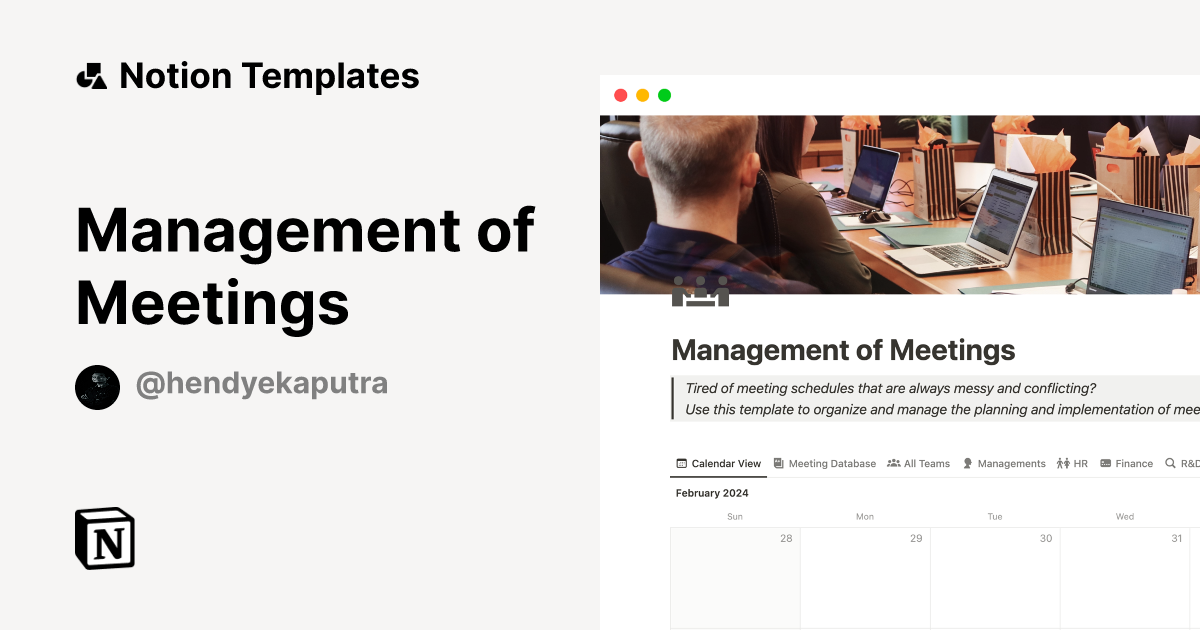Management of Meetings Template | Notion Marketplace