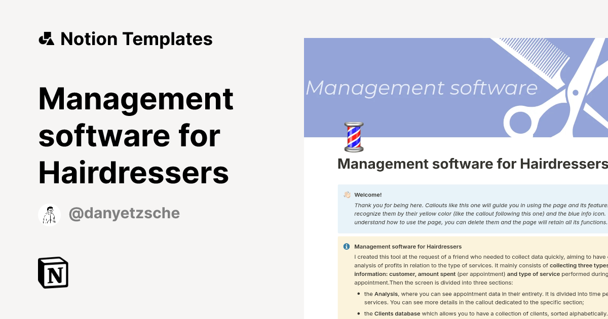 Management software for Hairdressers Template by Daniele Mainolfi ...