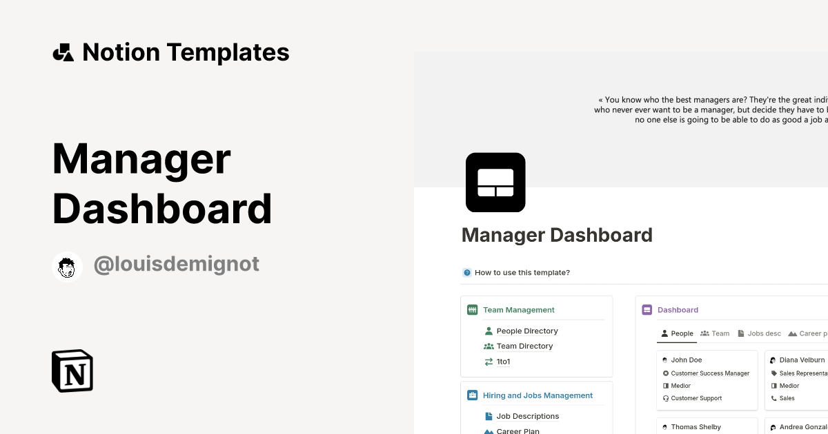 Manager Dashboard Template by louis | Notion Marketplace