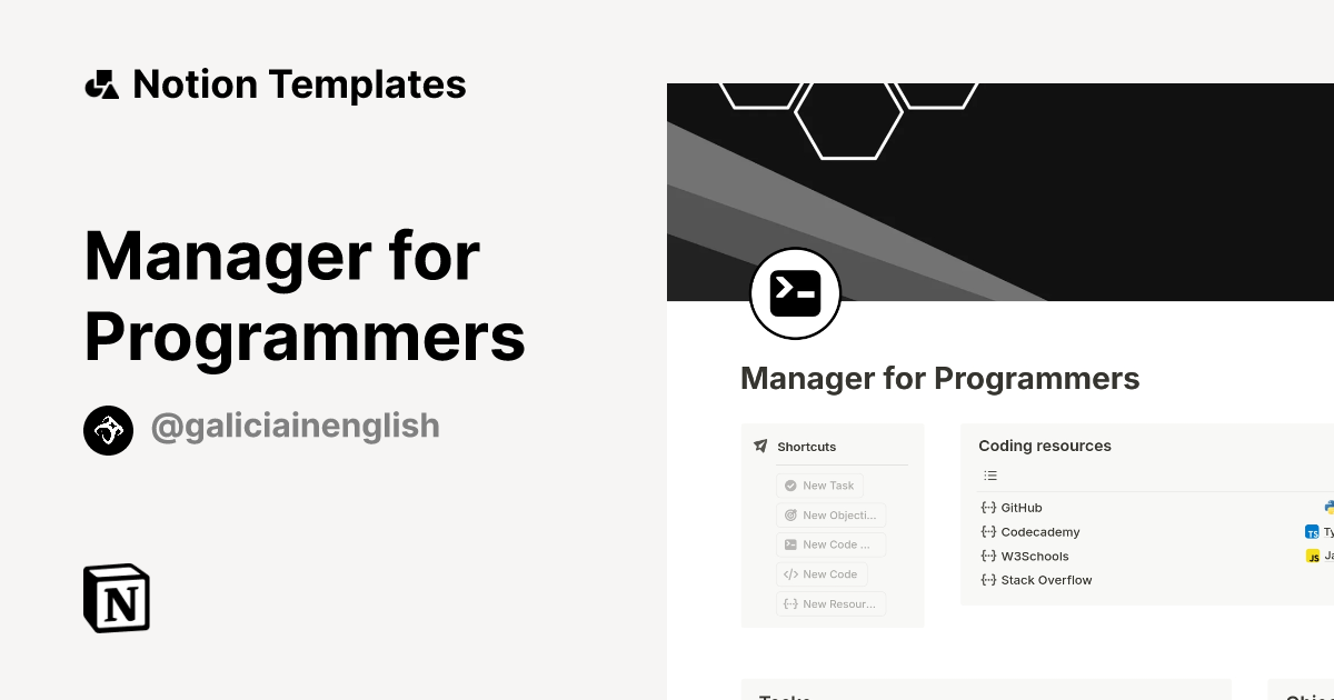 Manager for Programmers Template by Galicia | Notion Marketplace