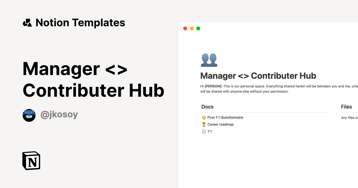 Manager Contributer Hub Template by Jamie Kosoy | Notion Marketplace