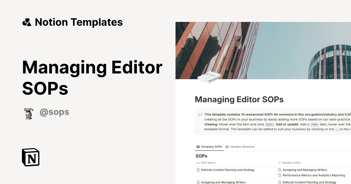 Managing Editor SOPs Template | Notion Marketplace