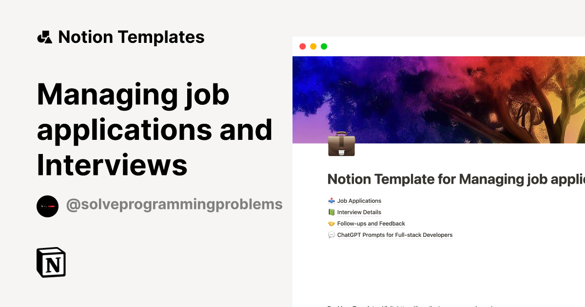Managing job applications and Interviews Template | Notion Marketplace