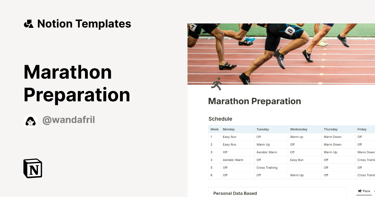 Marathon Preparation Template by Wanda | Notion Marketplace