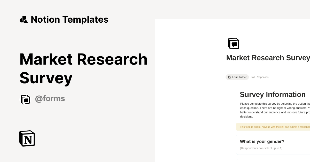Market Research Survey Template by Forms | Notion Marketplace