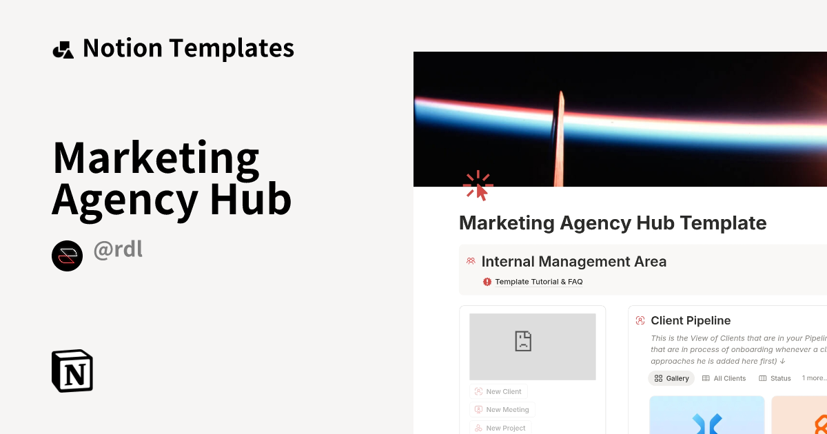 Marketing Agency Hub Template by Rehbar Design Labs | Notion Marketplace