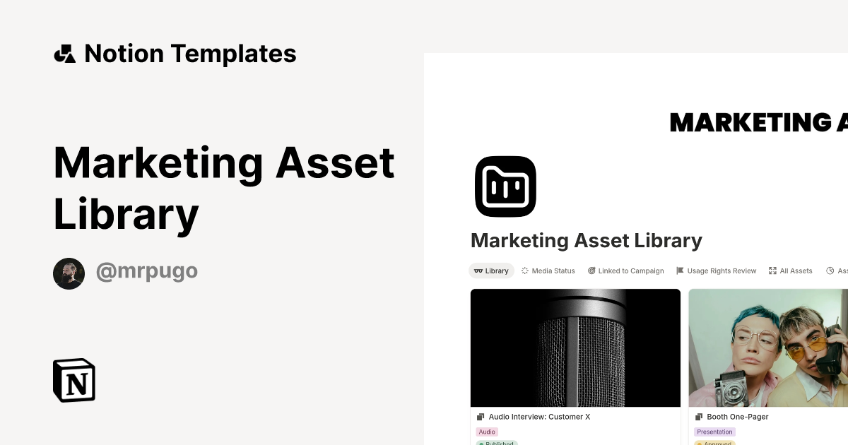 Marketing Asset Library Template by mrpugo | Notion Marketplace
