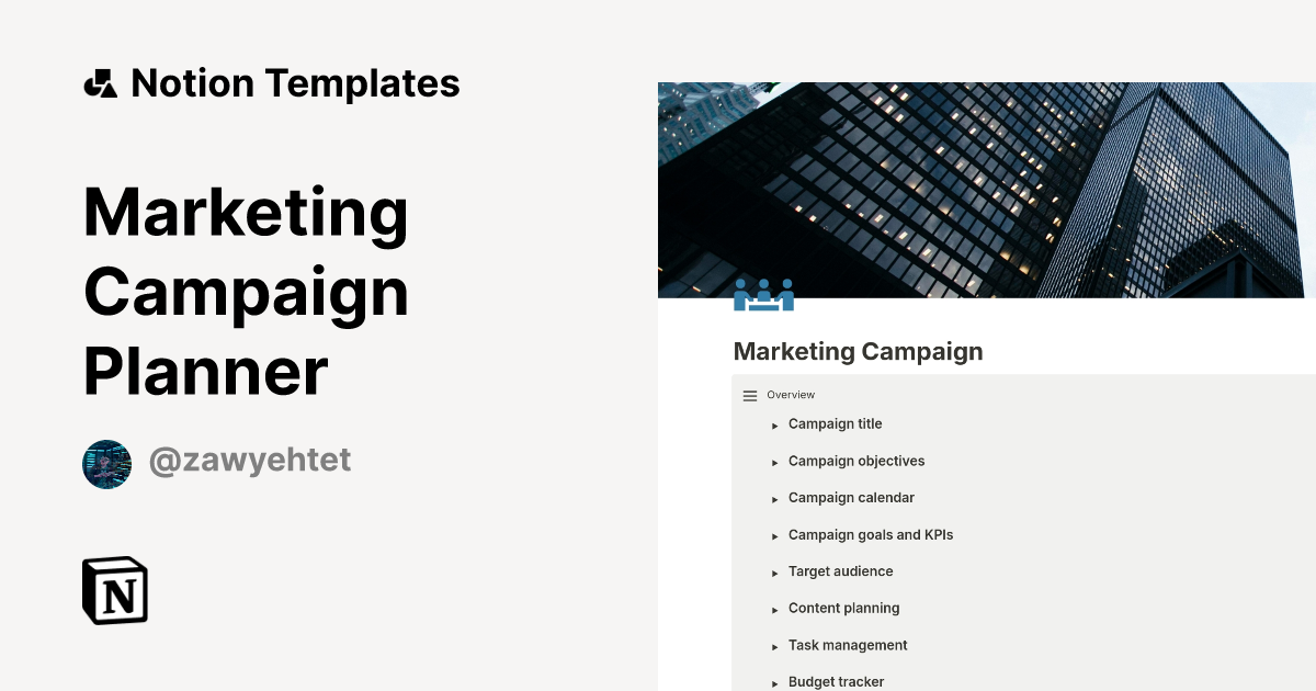 Marketing Campaign Planner Template | Notion Marketplace