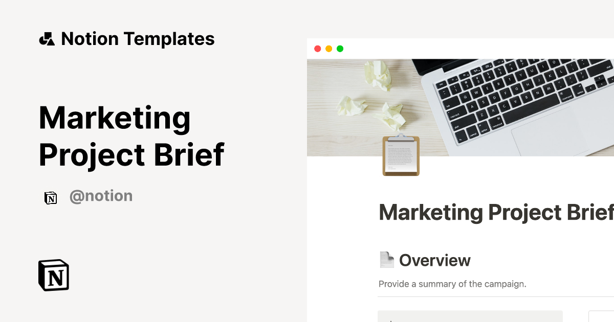 Marketing Project Brief Template by Notion | Notion Marketplace
