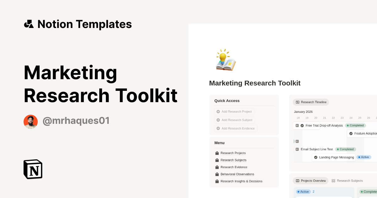 Marketing Research Toolkit Template | Notion Marketplace