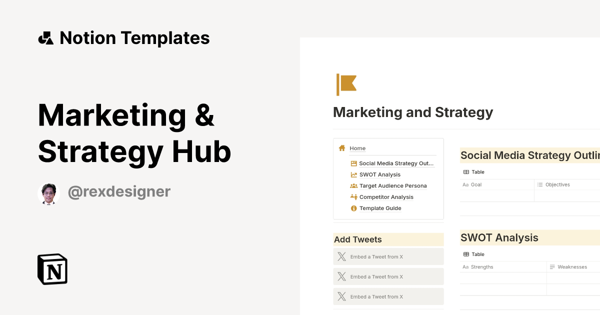Marketing & Strategy Hub Template | Notion Marketplace