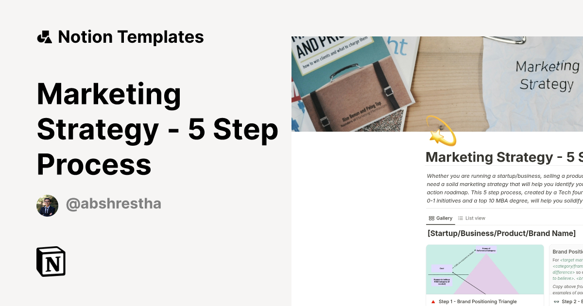 Marketing Strategy 5 Step Process Template Notion Marketplace