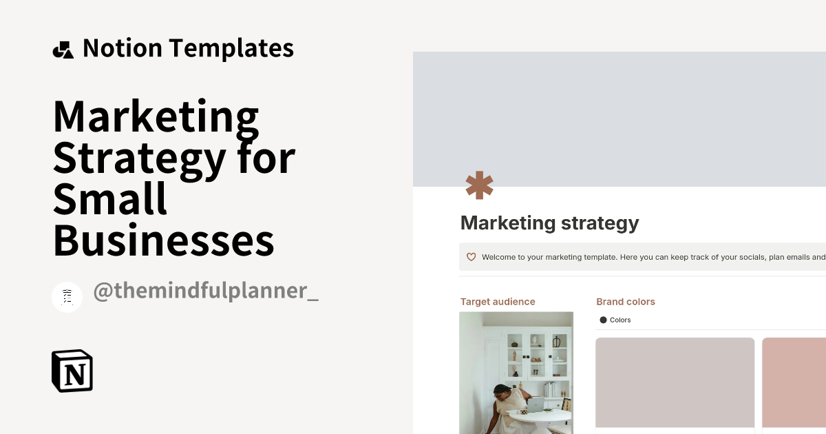 Marketing Strategy for Small Businesses Template by The Mindful Planner ...