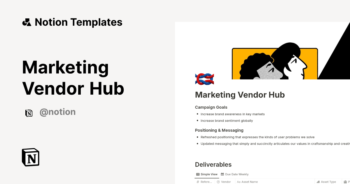 Marketing Vendor Hub 2025 Template | Notion Marketplace
