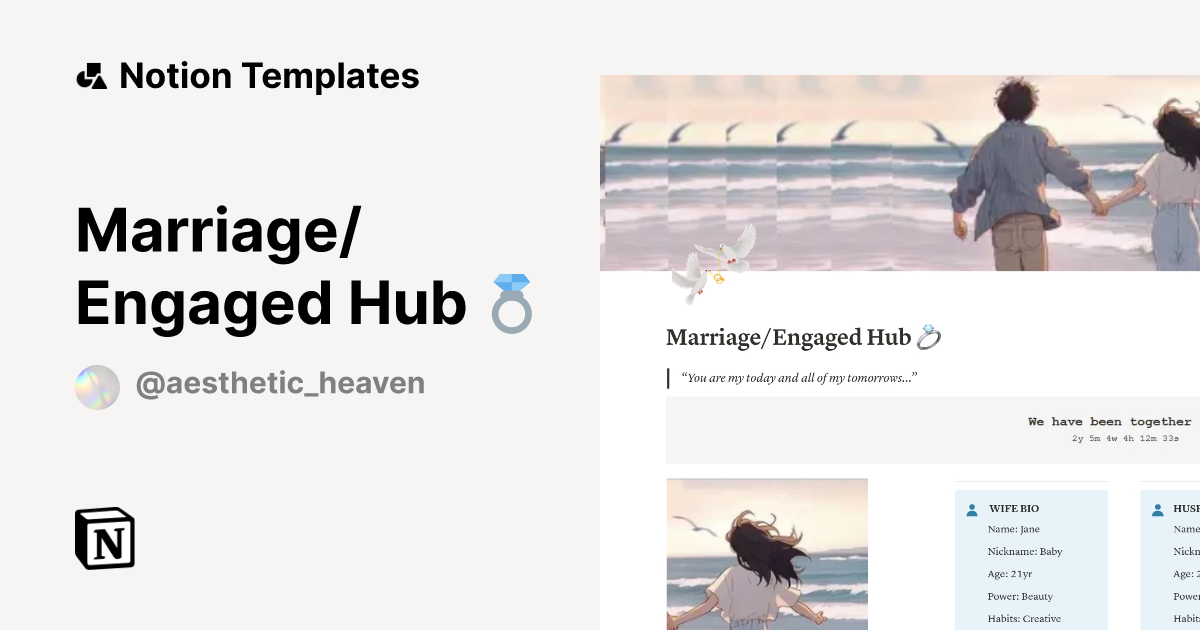 Marriage/Engaged Hub 💍 Template | Notion Marketplace