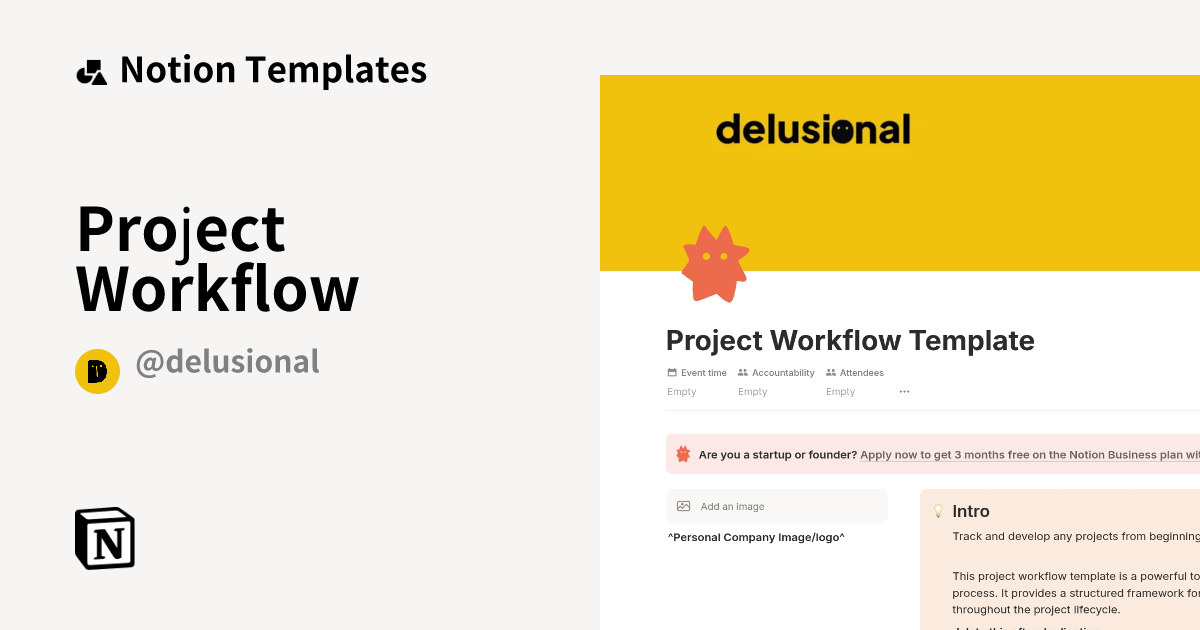 Project Workflow Template by Delusional | Notion Marketplace