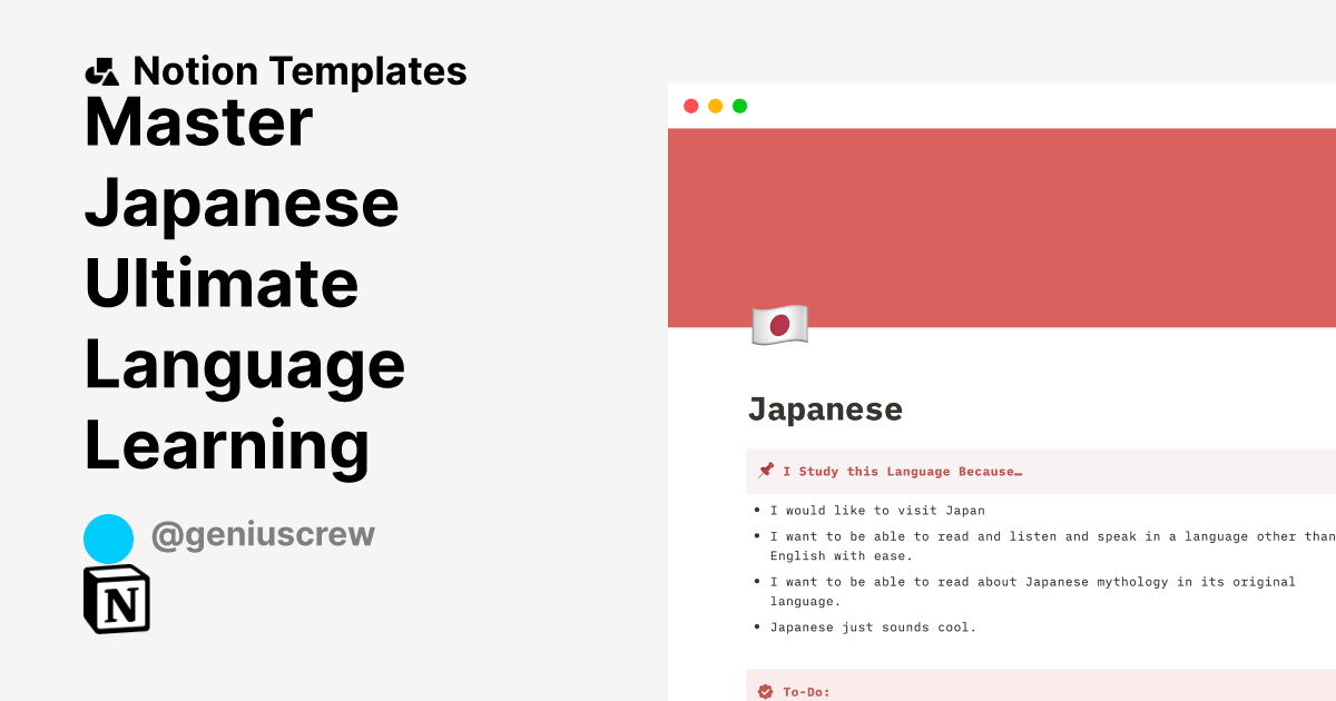 Master Japanese Ultimate Language Learning Template | Notion Marketplace