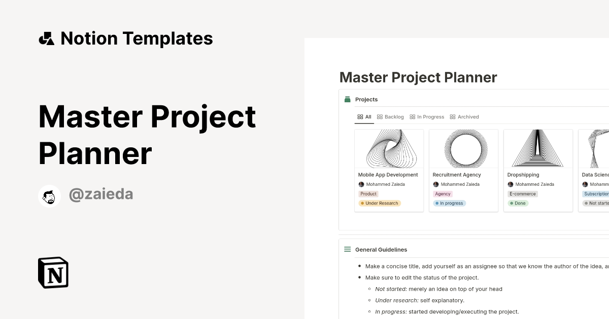 Master Project Planner Template | Notion Marketplace