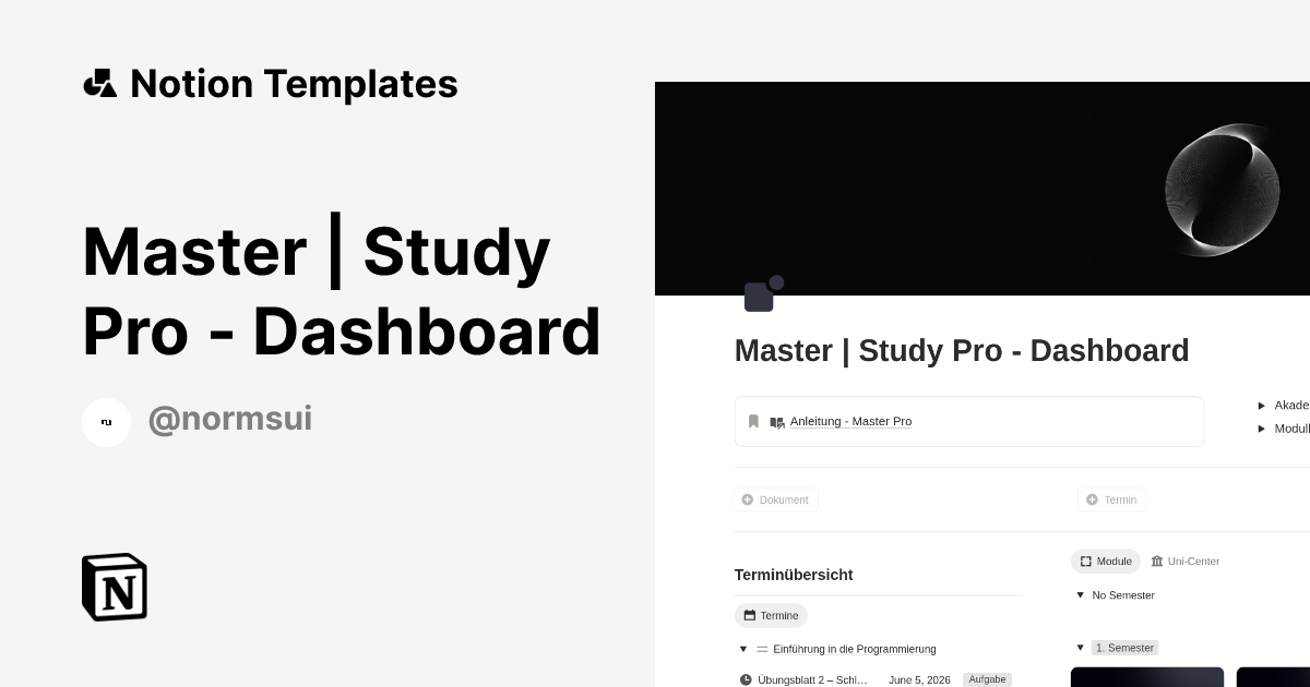 Master | Study Pro Dashboard Template by norms ui | Notion Marketplace