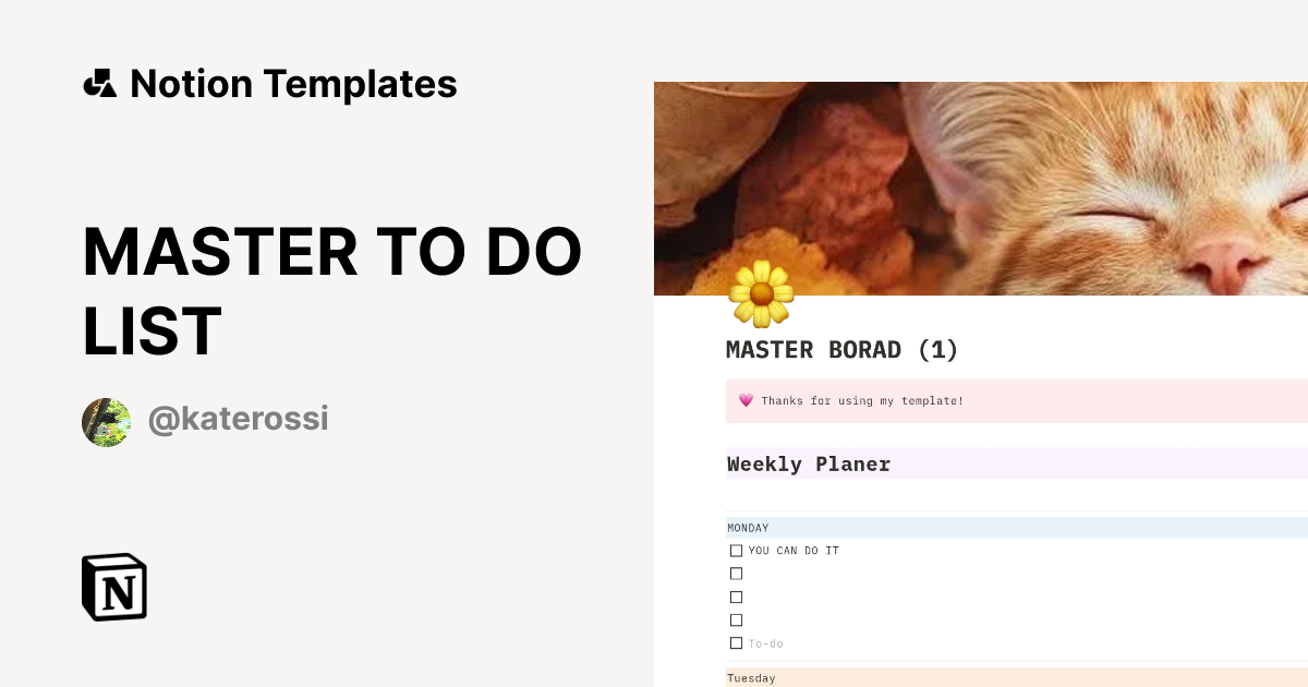 MASTER TO DO LIST Template by KATE ROSSI | Notion Marketplace