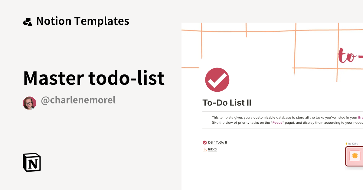 Master todo-list Template by Charlene Morel | Notion Marketplace