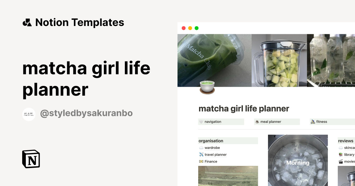 matcha girl life planner Template | Notion Marketplace