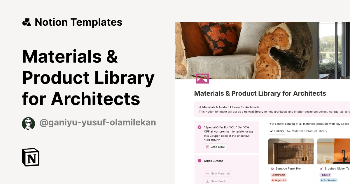 Materials & Product Library for Architects Template | Notion Marketplace