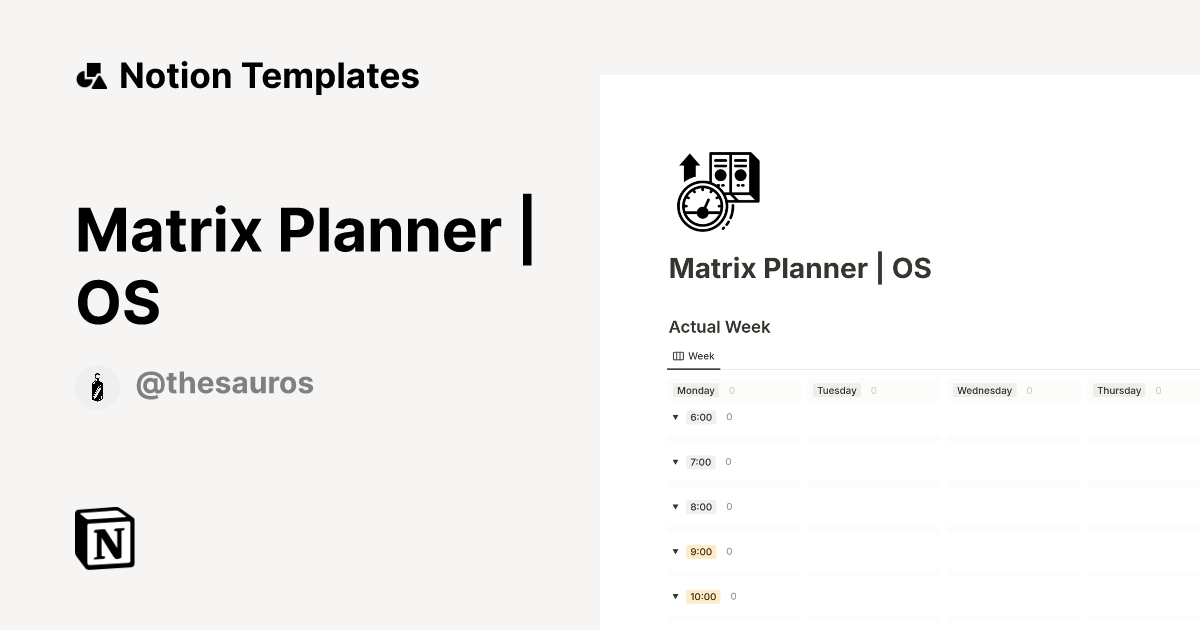 Matrix Planner | OS Template by Thesauros | Notion Marketplace