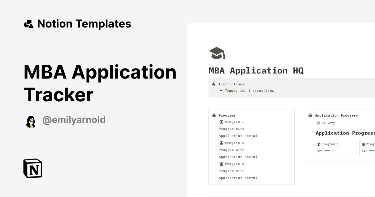 MBA Application Tracker Template | Notion Marketplace