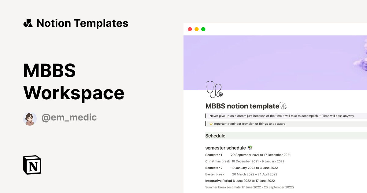 MBBS Workspace Template | Notion Marketplace