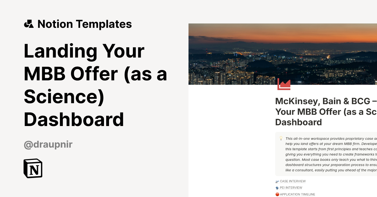 Landing Your MBB Offer (as a Science) Dashboard Template | Notion ...