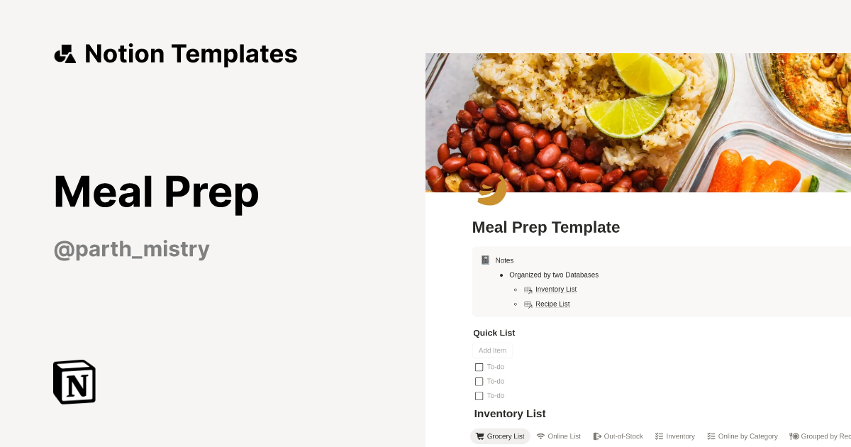 Meal Prep Template | Notion Marketplace