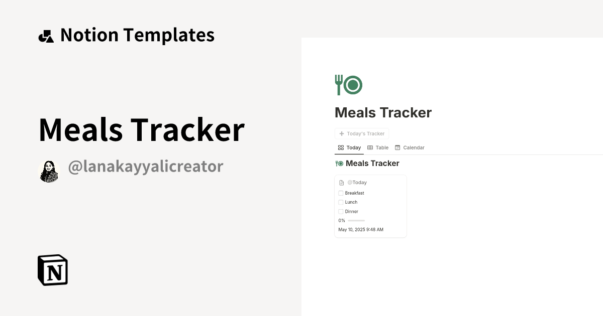Meals Tracker Template | Notion Marketplace