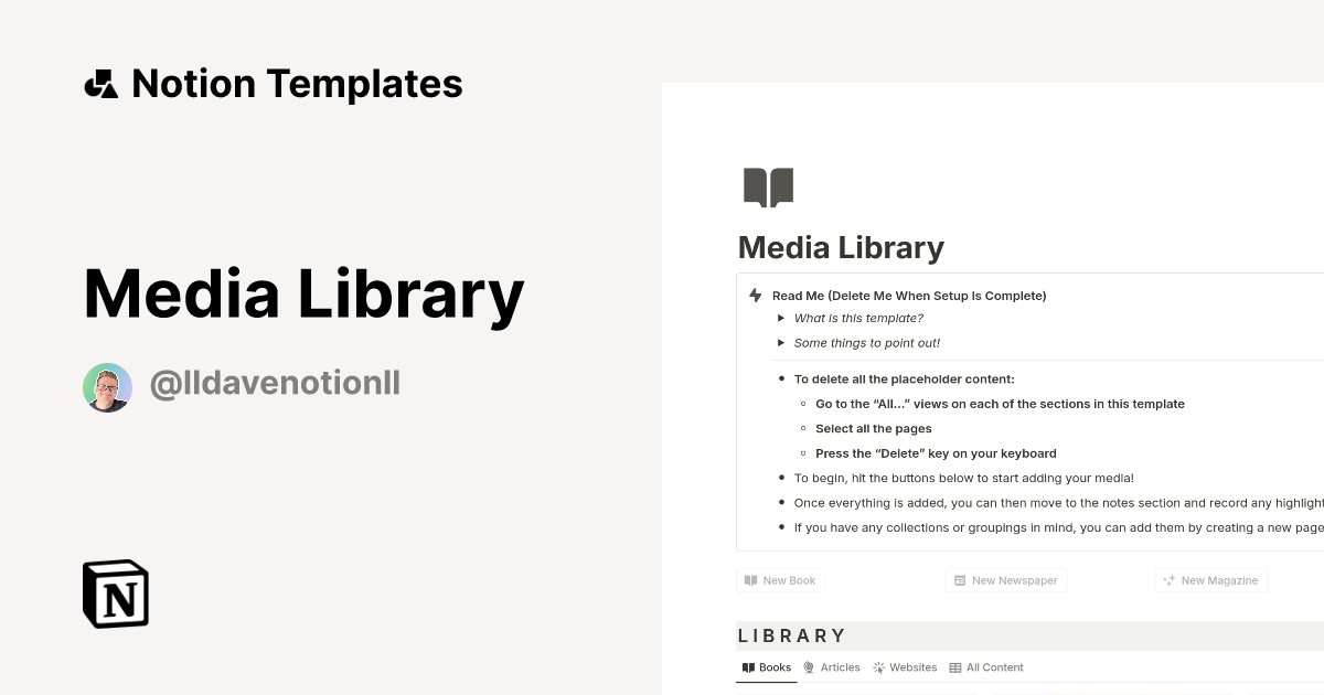 Media Library Template | Notion Marketplace