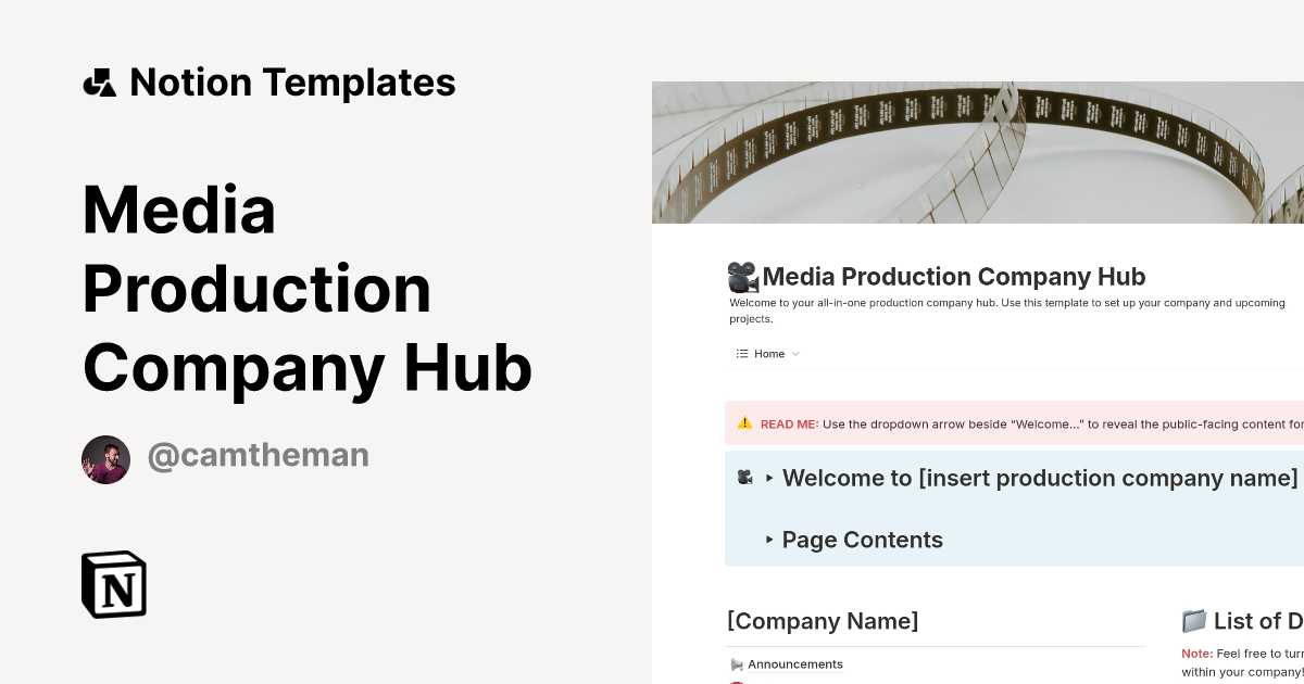 Media Production Company Hub Template | Notion Marketplace
