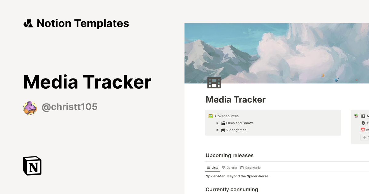 Media Tracker Template | Notion Marketplace