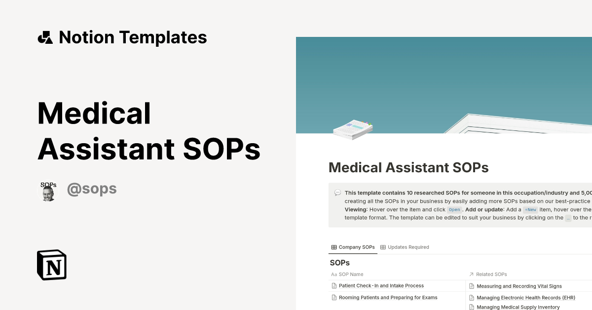 Medical Assistant SOPs Template | Notion Marketplace