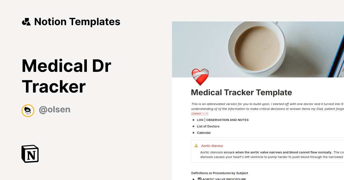 Medical Dr Tracker Template | Notion Marketplace