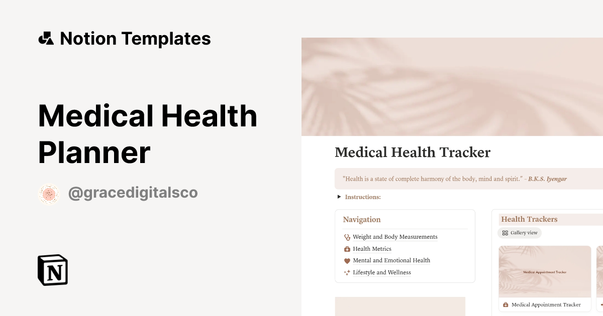 Medical Health Planner Template | Notion Marketplace