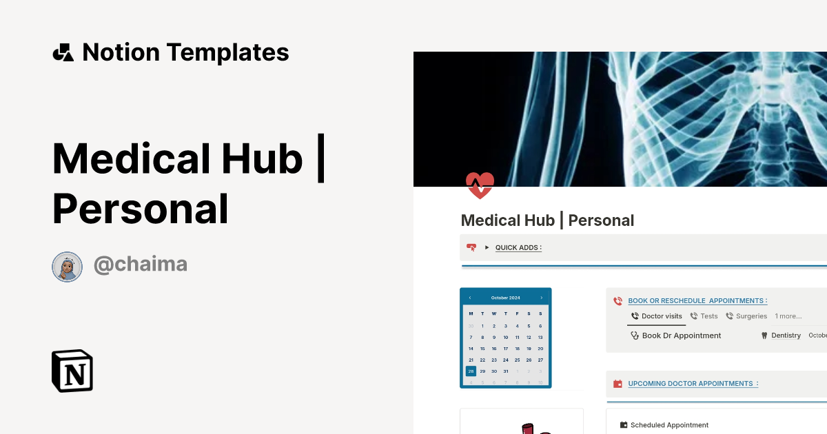 Medical Hub | Personal Template by Chaima Create | Notion Marketplace