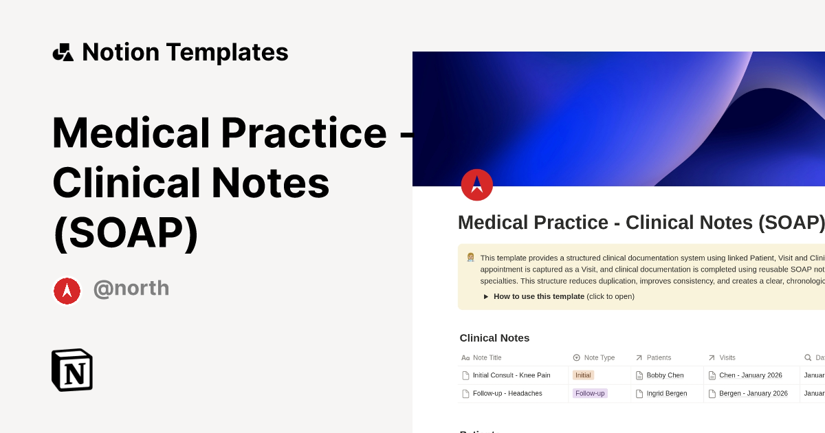 Medical Practice - Clinical Notes (SOAP) Template | Notion Marketplace