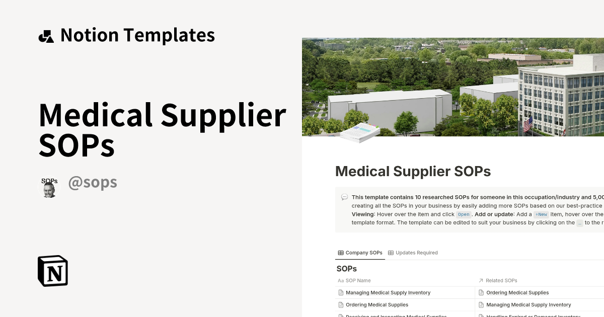 Medical Supplier SOPs Template | Notion Marketplace
