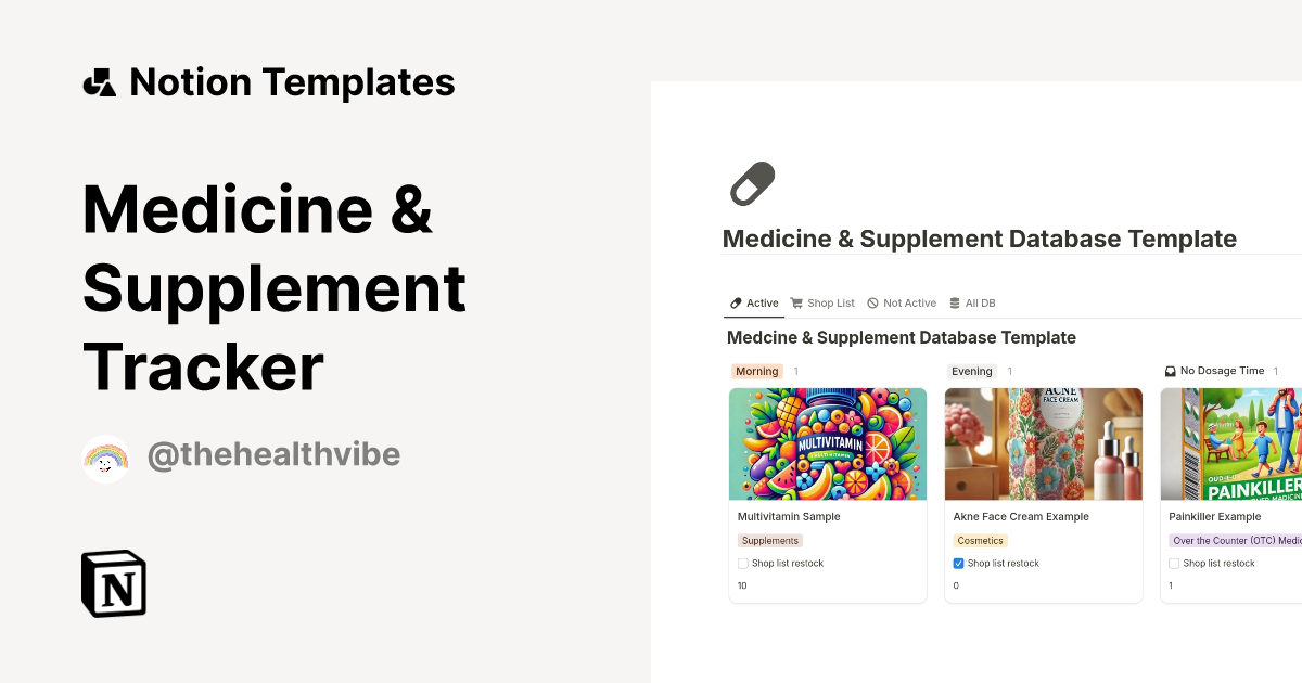 Medicine & Supplement Tracker Template by The Health Vibe | Notion Marketplace